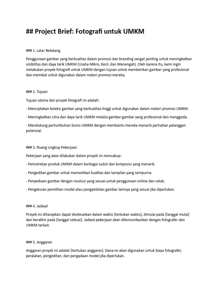 Project & Design Brief UMKM | PDF