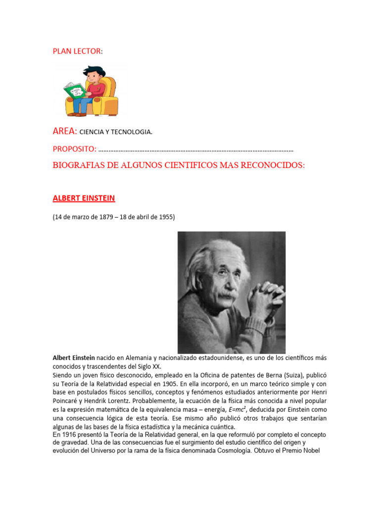 Plan Lector | PDF | Niels Bohr | Albert Einstein