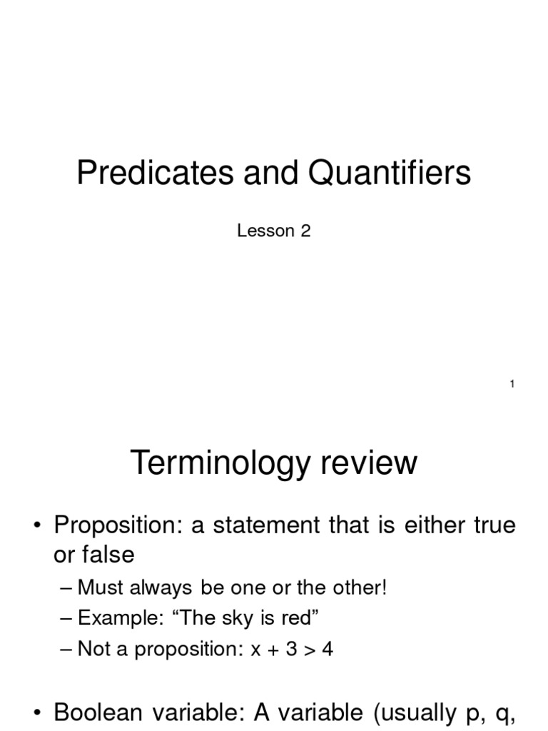 Predicates and Quantifiers Lesson 2 | PDF | Philosophical Methodology ...
