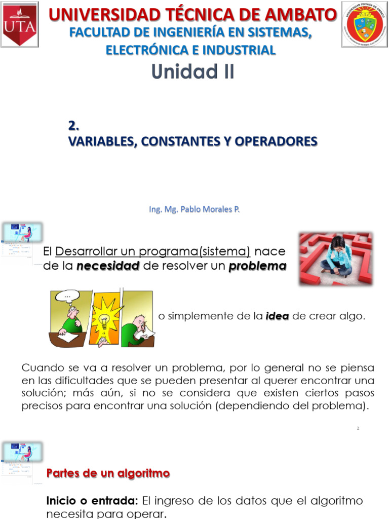 Variables, Constantes y Operadores | PDF | Algoritmos | Variable ...