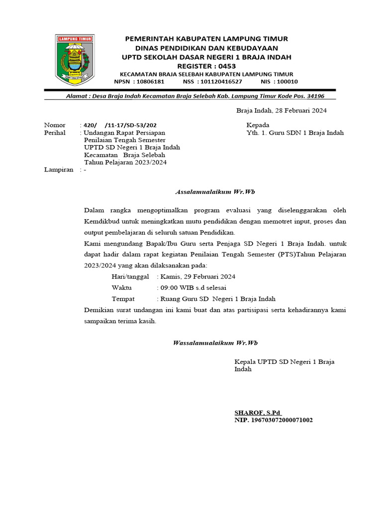 Undangan, Daftar Hadir, Notulen, Rapat Dan Berita Acara ANBK 2021 | PDF