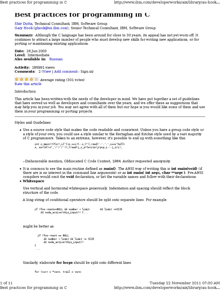 Best Coding Practices in C | PDF | C (Programming Language) | Pointer (Computer Programming)