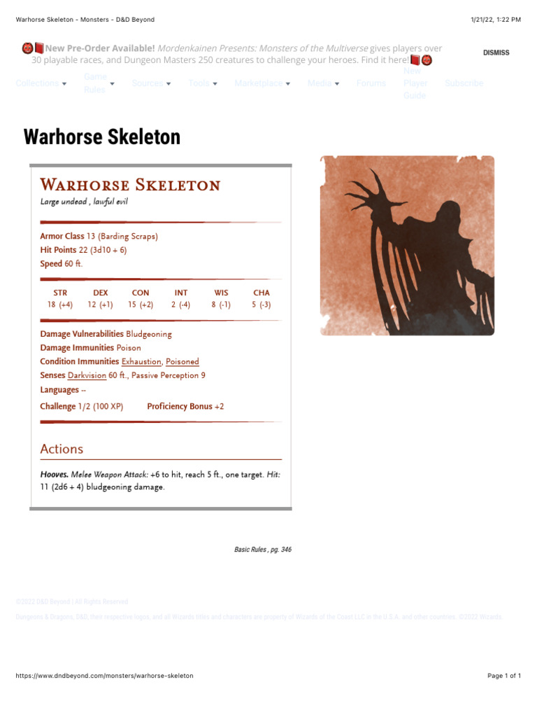 Warhorse Skeleton - Monsters - D&D Beyond | PDF