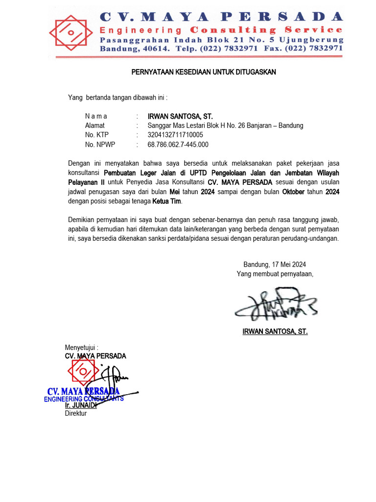 Surat Penugasan Personil | PDF