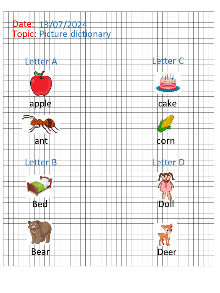 Alphabet Picture Dictionary A-D | PDF