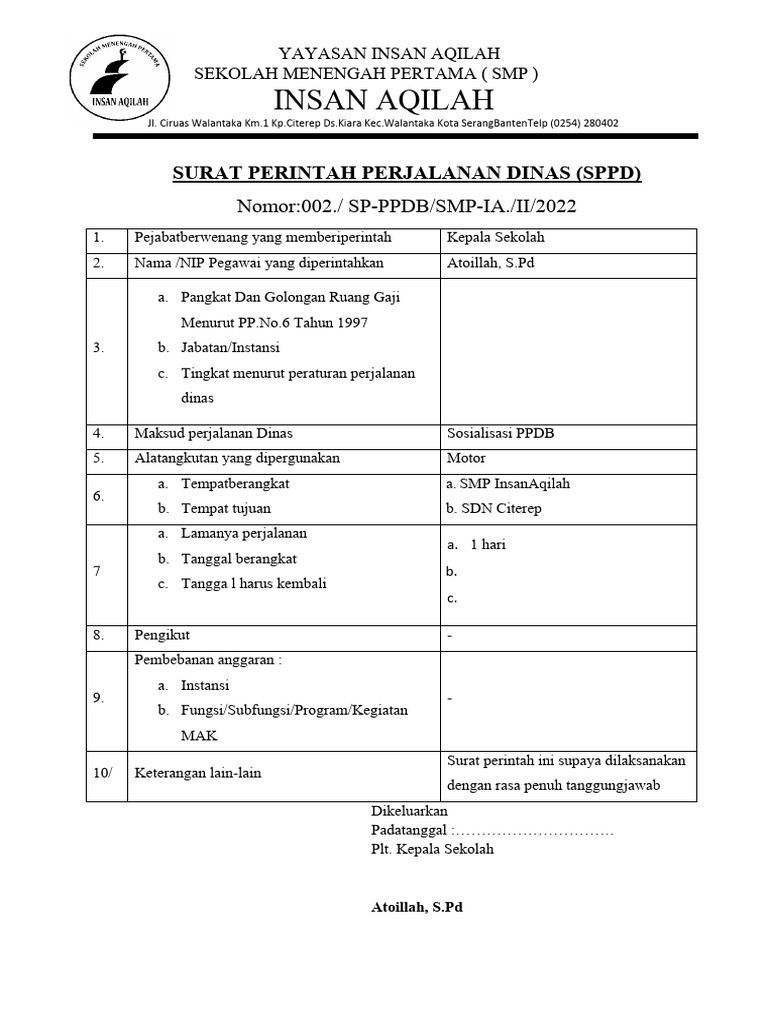 Surat Tugas Dan SPPD | PDF