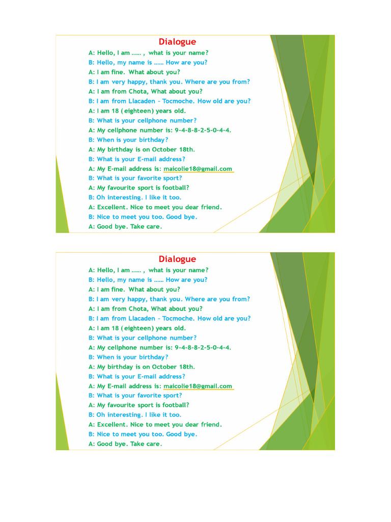 Dialogue - Personal Information | PDF