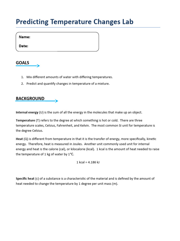 HPY Predicting Temperature Lab | PDF | Calorie | Temperature
