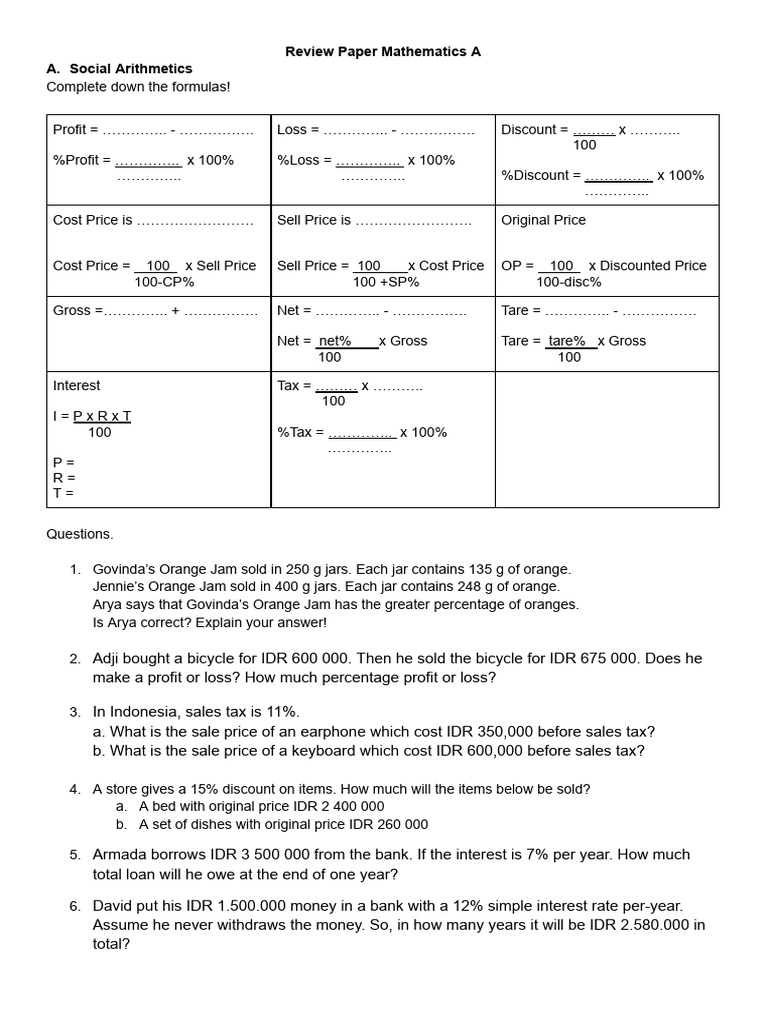 Review Paper Mathematics | PDF | Indonesian Rupiah | Probability