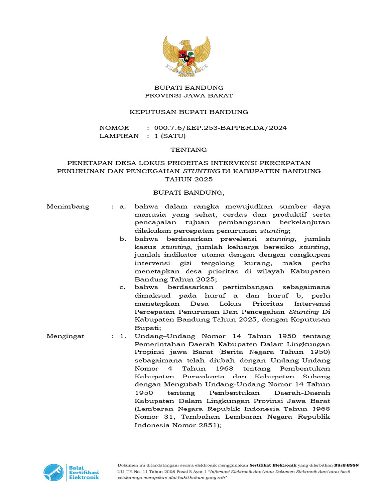 SK Lokus Stunting Tahun 2025 | PDF