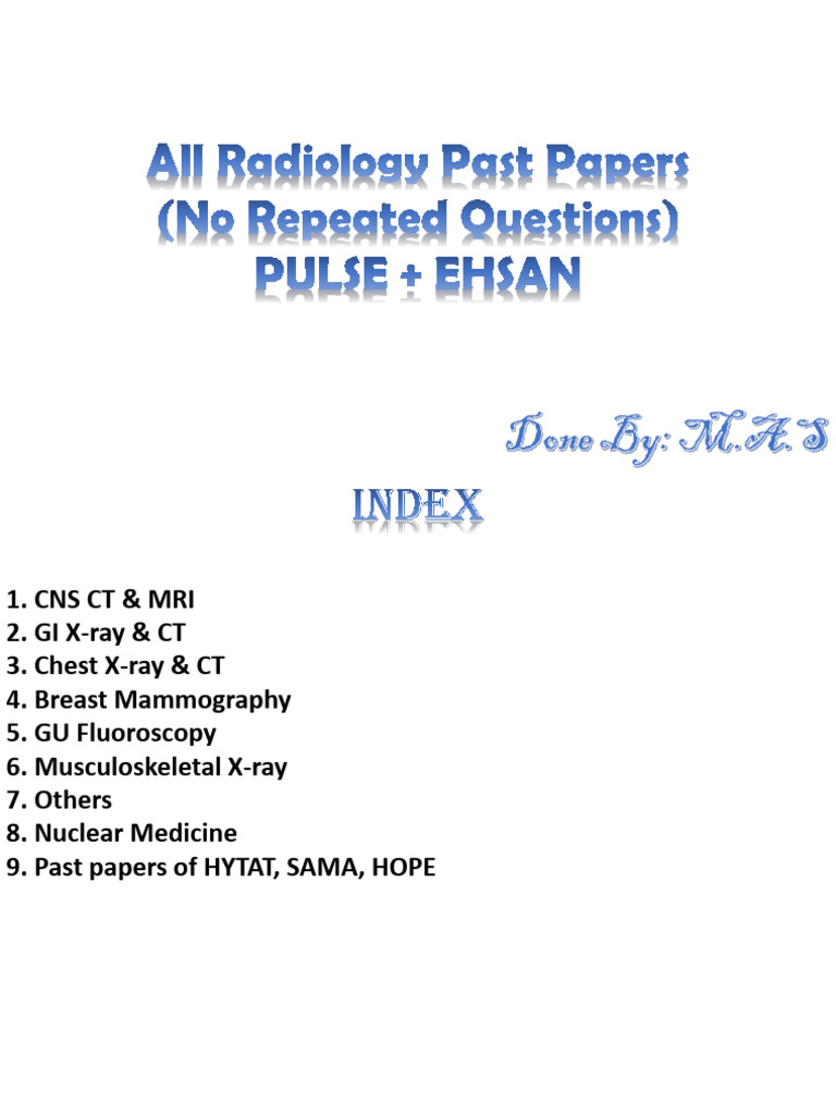 All Radiology PYQ - Mini OSCE بدون تكرار اسالة | PDF | Neuroscience ...