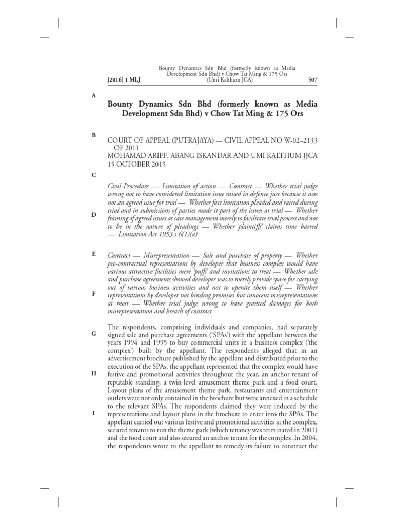 Misrepresentation in Property Contracts | PDF | Damages | Misrepresentation