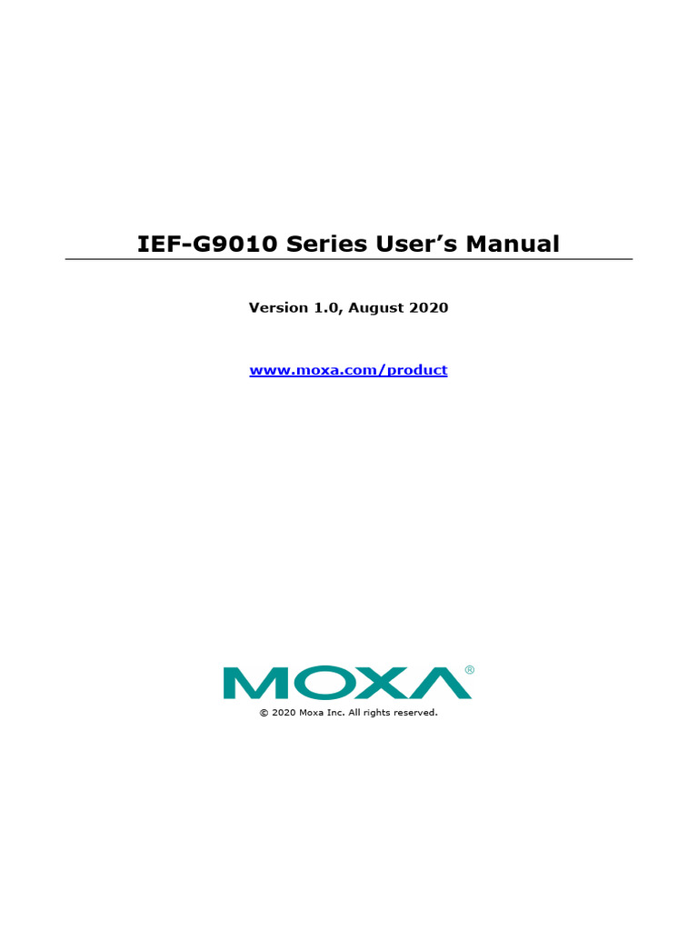 Moxa Ief g9010 Series Manual v1.0 | PDF | Ip Address | Computer Network