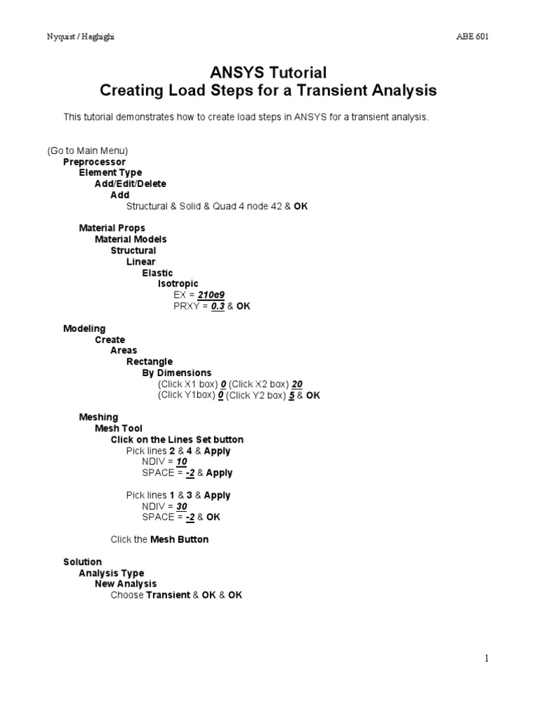 Transient Load Steps Tutorial v81 | PDF