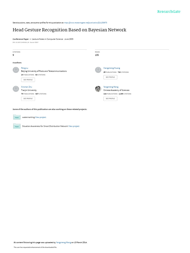 Head Gesture Recognition Based On Bayesian Network | PDF | Applied Mathematics