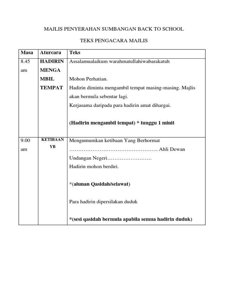 Contoh Teks MC | PDF | Memasak, Makanan, & Anggur