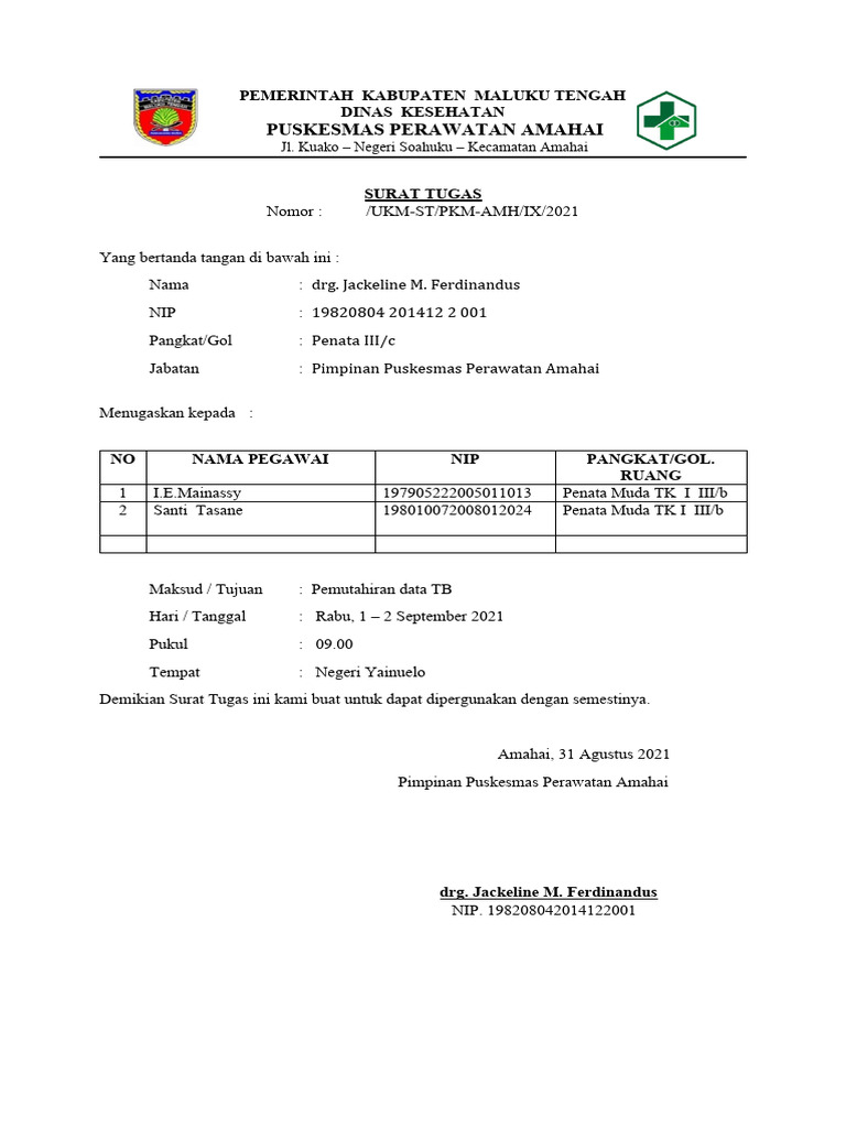 Surat Tugas TB | PDF