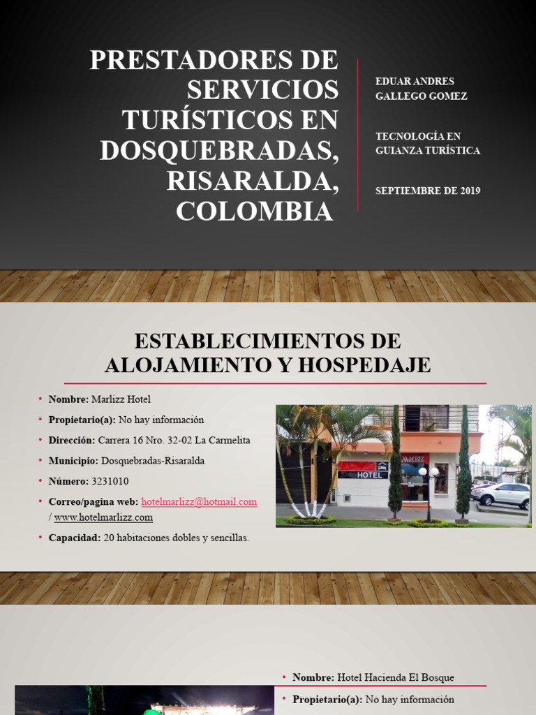 Prestadores de Servicios Turisticos en Dosquebradas - E6 - Eduar Gallego | PDF | Turismo