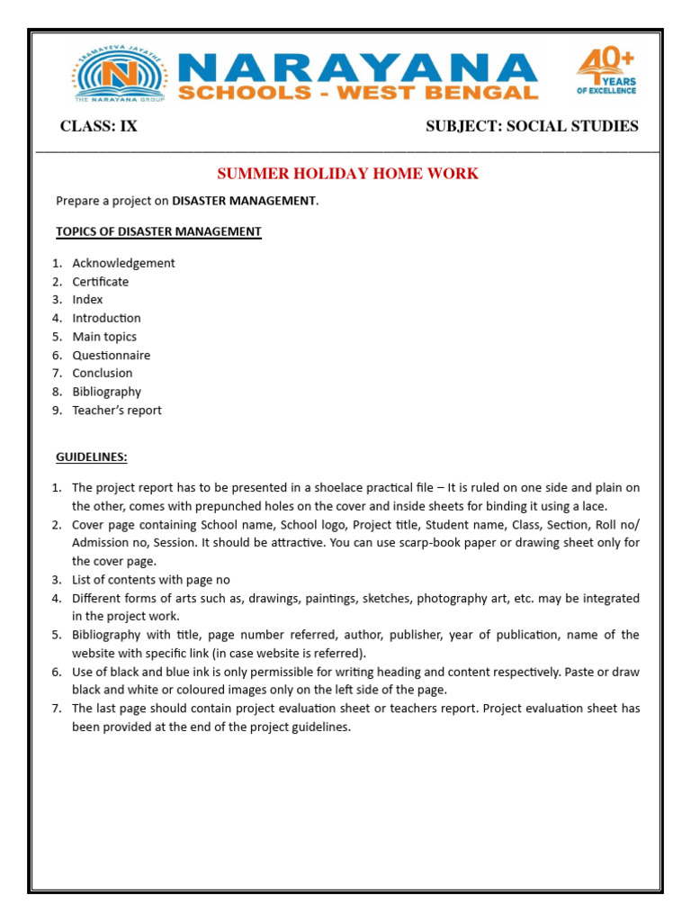 Class Ix - Subject SST - Summer Vacation - HHW - 2024-25 | PDF