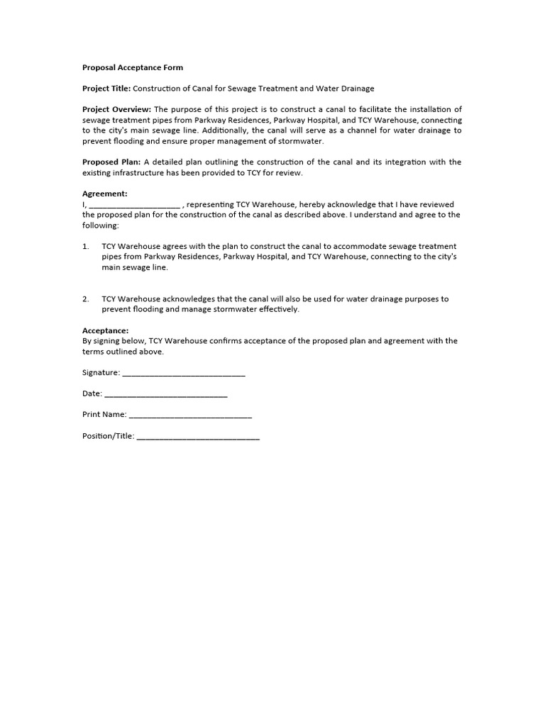 Proposal Acceptance Form | PDF