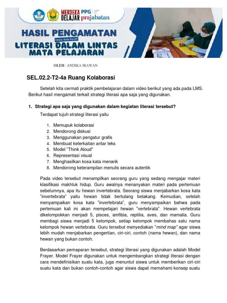 SEL.02.2-T2-4a Ruang Kolaborasi - LITERASI LINTAS MAPEL | PDF