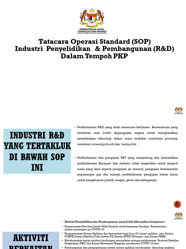 Proses Kerja Dan SOP Kebenaran Beroperasi PKP (Perkhidmatan Sains) - 130420 | PDF