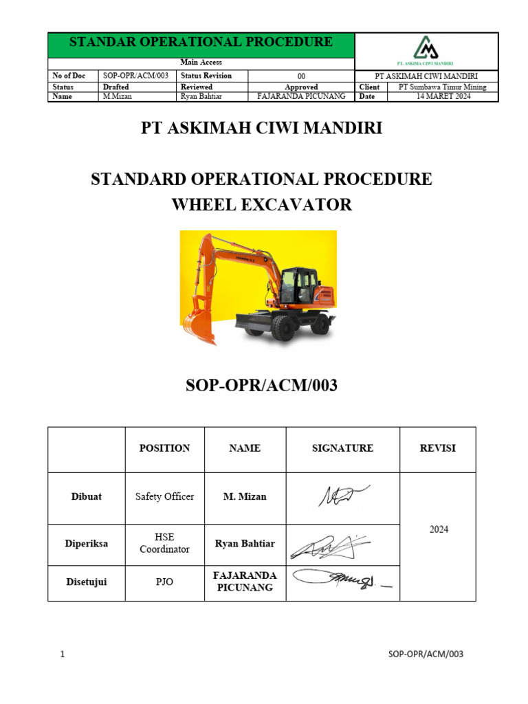 SOP - Wheel Excavator Fix | PDF