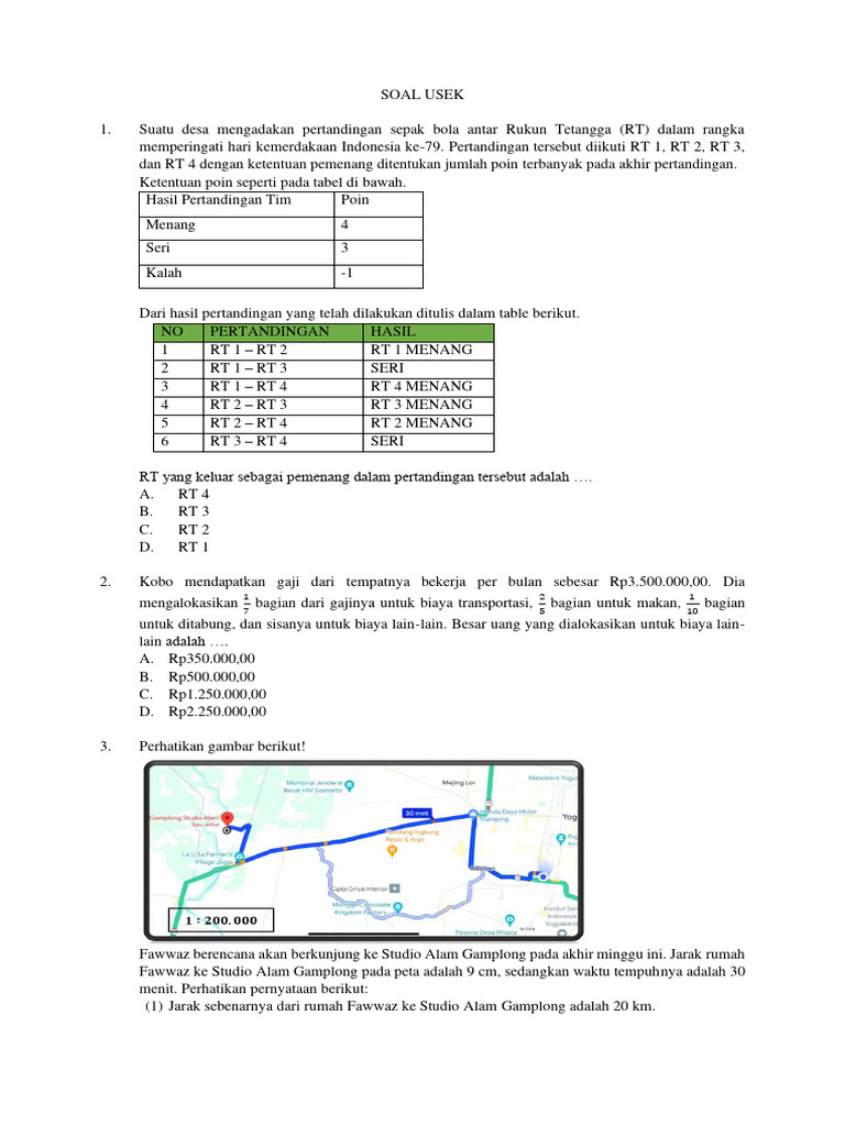 Soal Usek MTK 2024 | PDF