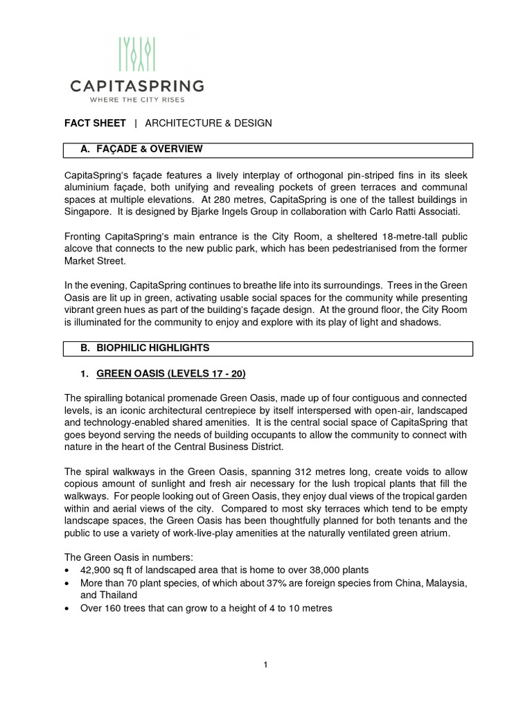 CapitaSpring Design Fact Sheet | Download Free PDF | Trees