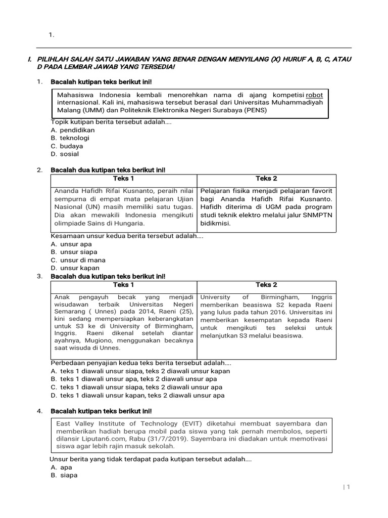 LATIHAN SOAL PAS | PDF