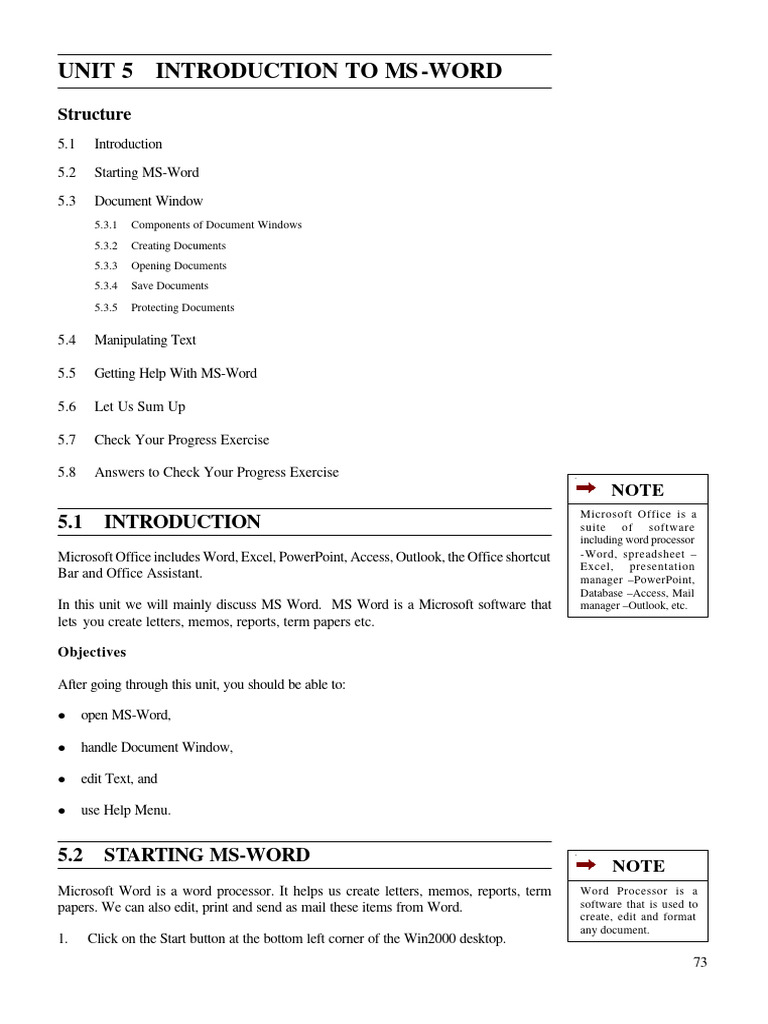 MFN-010 UNIT-5 | PDF | Microsoft Word | Window (Computing)