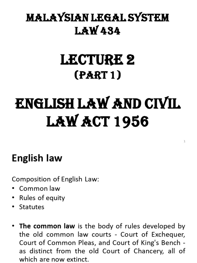 Malaysian Legal System Overview | PDF | Common Law | Equity (Law)