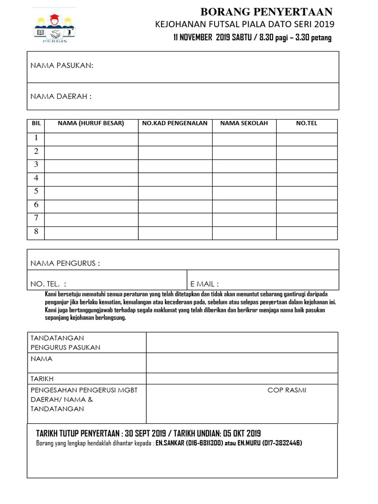 BORANG&Syarat - Futsal PERGIS | PDF