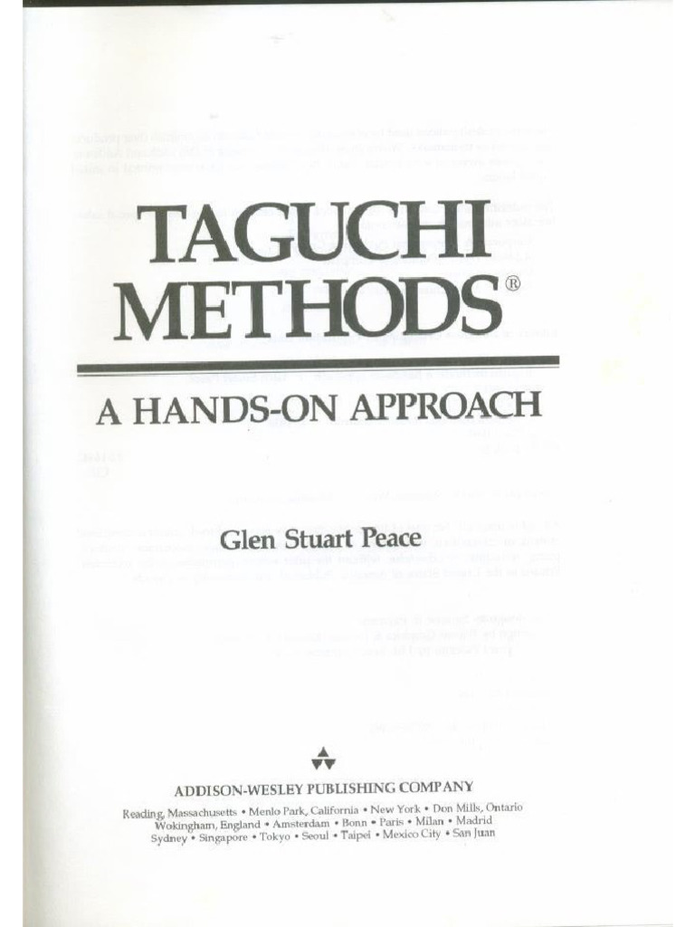 Taguchi Methods - A Hands-On Approach | PDF