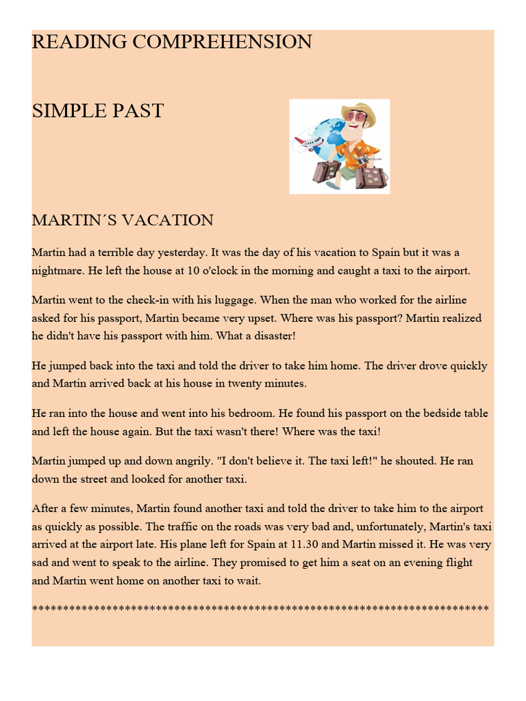 Martin's Vacation Reading Comprehension | PDF | Aviation