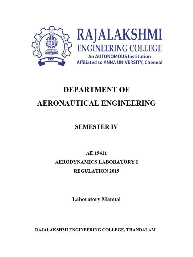 Aerodynamics Lab Manual | PDF | Compressible Flow | Mach Number