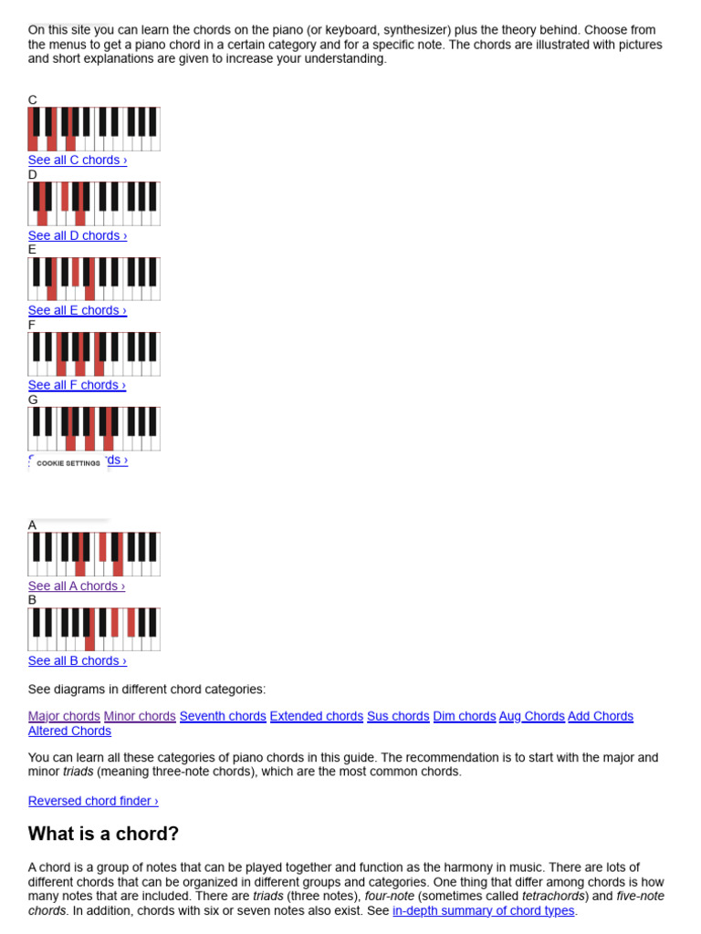 Piano Chord Guide With Pictures and Theory | PDF | Chord (Music ...