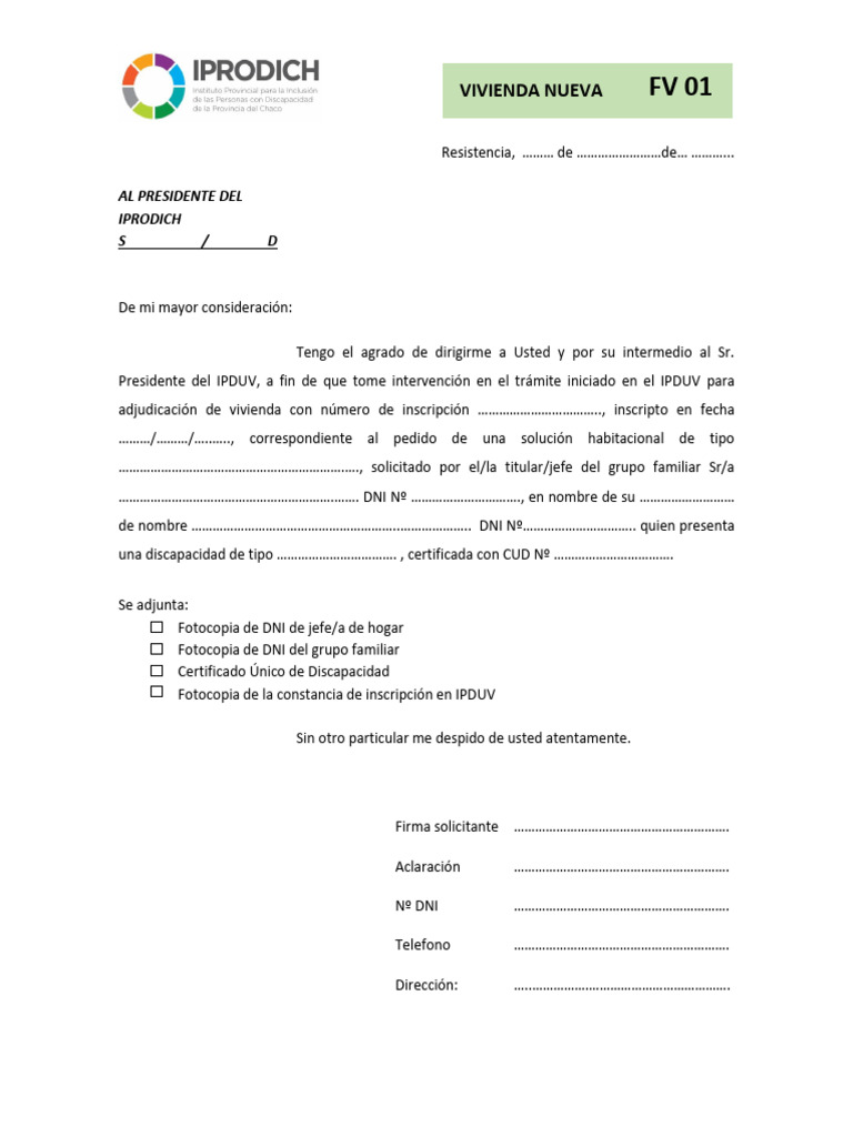 Formulario V 01 - Nueva Vivienda | PDF