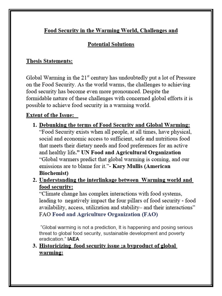 Food Security Challenges in a Warming World | PDF | Food Security ...