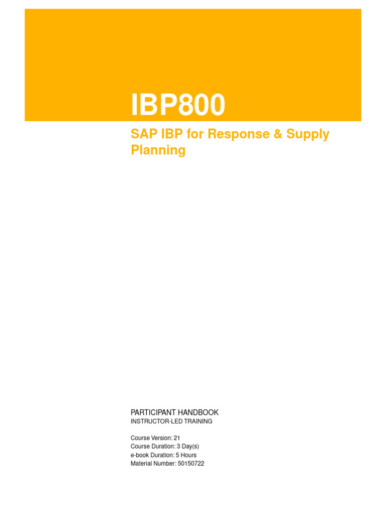 IBP800 - EN - Col21 SAP IBP For Response - Supply Planning | PDF ...