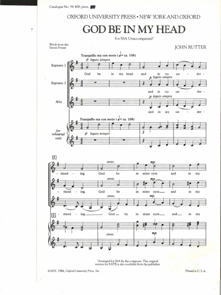 God Be in My Head - Rutter | PDF