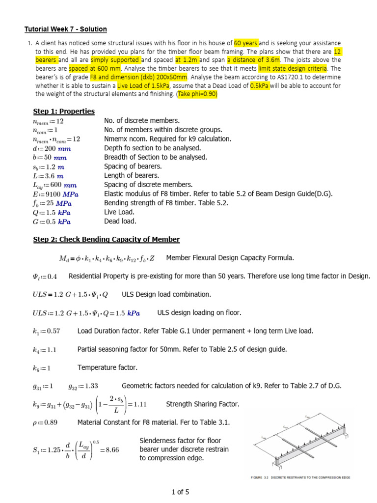 CV461 - Week 6 - Tutorial 5 - Solutions - PART 1 | PDF | Beam (Structure) | Civil Engineering