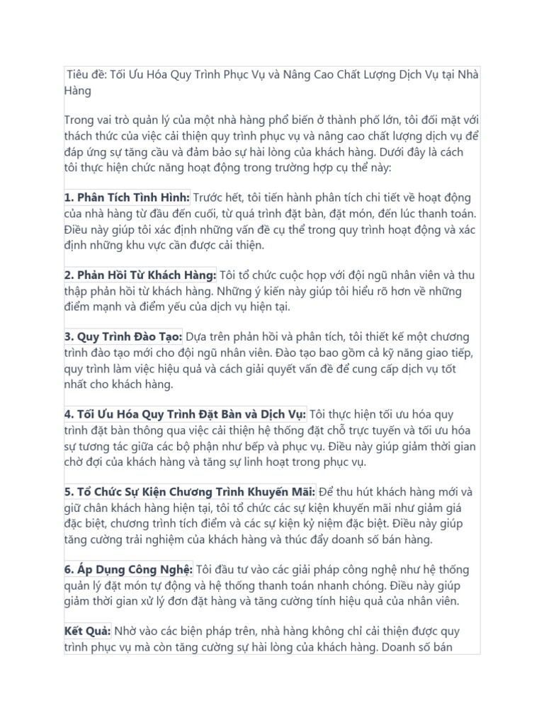 quản lý nhà hàng | PDF