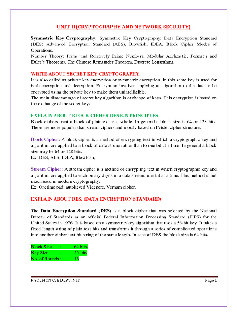 CNS_UNIT-II | PDF | Cryptography | Encryption