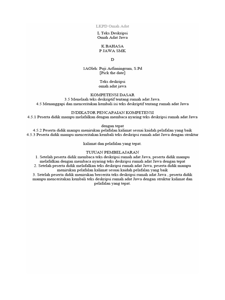 LKPD Omah Adat | PDF