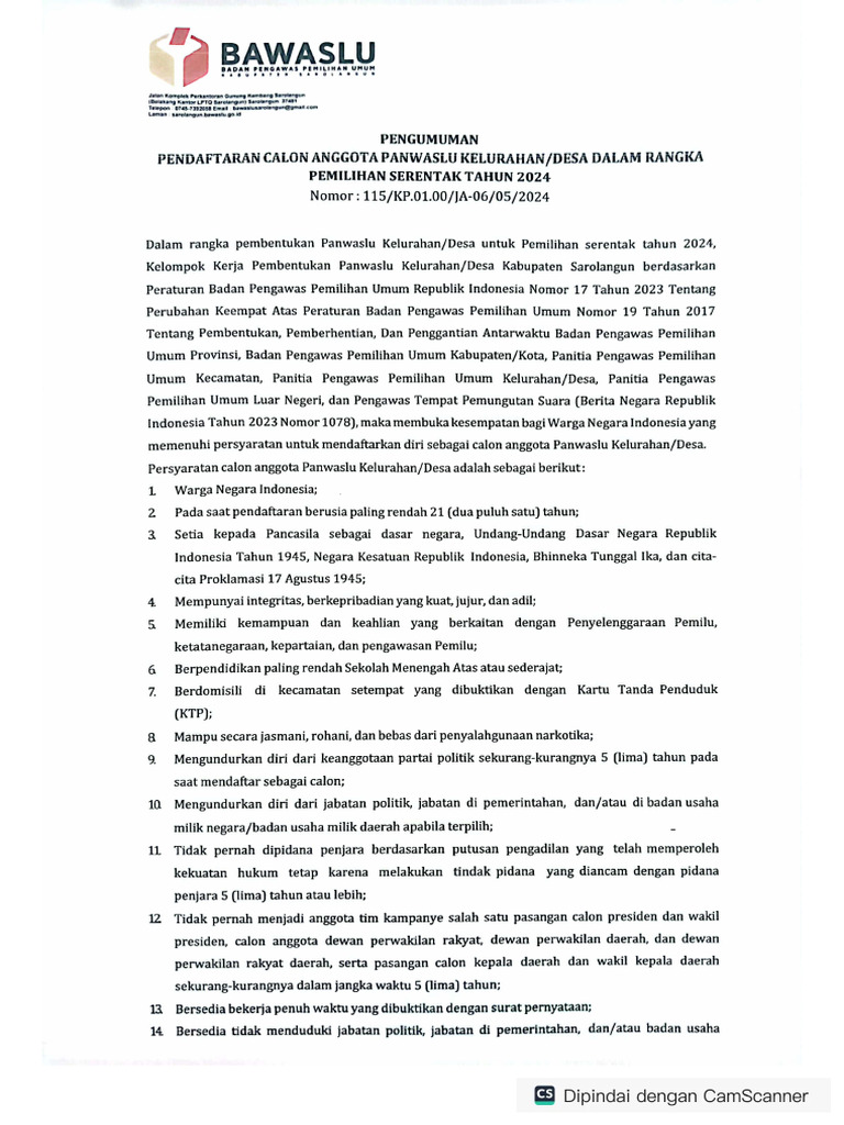 Pengumuman Rekrutmen PKD | PDF