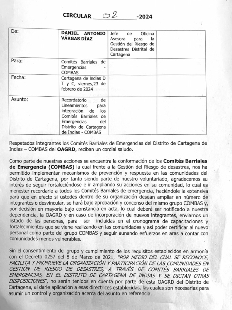 Circular 002 Combas Funcional | PDF