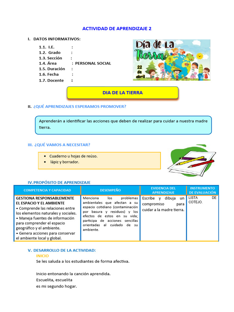 Actividad para Cuidar la Tierra | PDF | Residuos