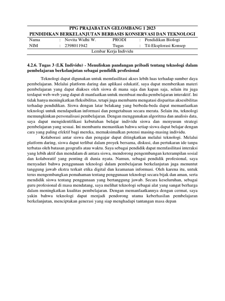 Topik 4 Eksplorasi Konsep - LK Individu | PDF | Seni