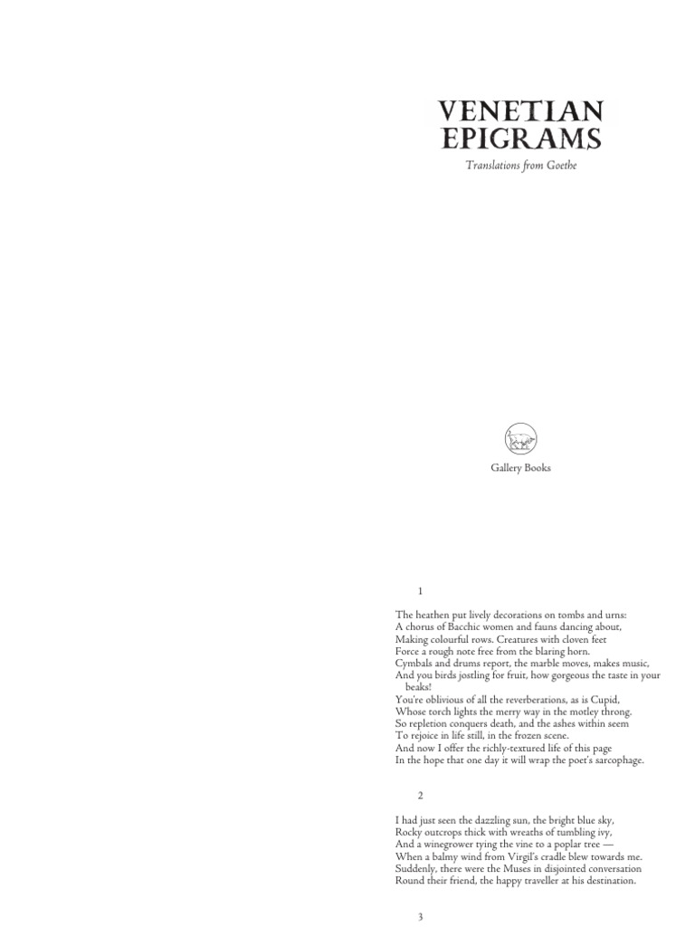 Venetian Epigrams FINAL | PDF | Mystery, Thriller & Crime Fiction | Poetry